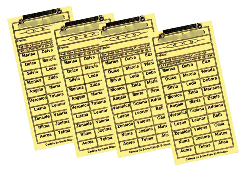 Kit com 4 Cartelas Rifas para Sorteios Cartela da Sorte – 30 Nomes - MIXJAM